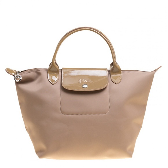 Longchamp | Bags | Longchamp Paris Small Beige Nylon Le Pliage Tote ...